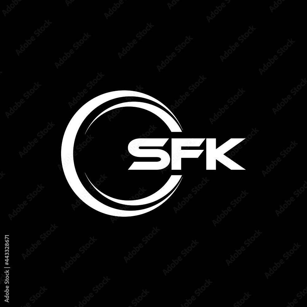 SFK letter logo design with black background in illustrator, vector ...