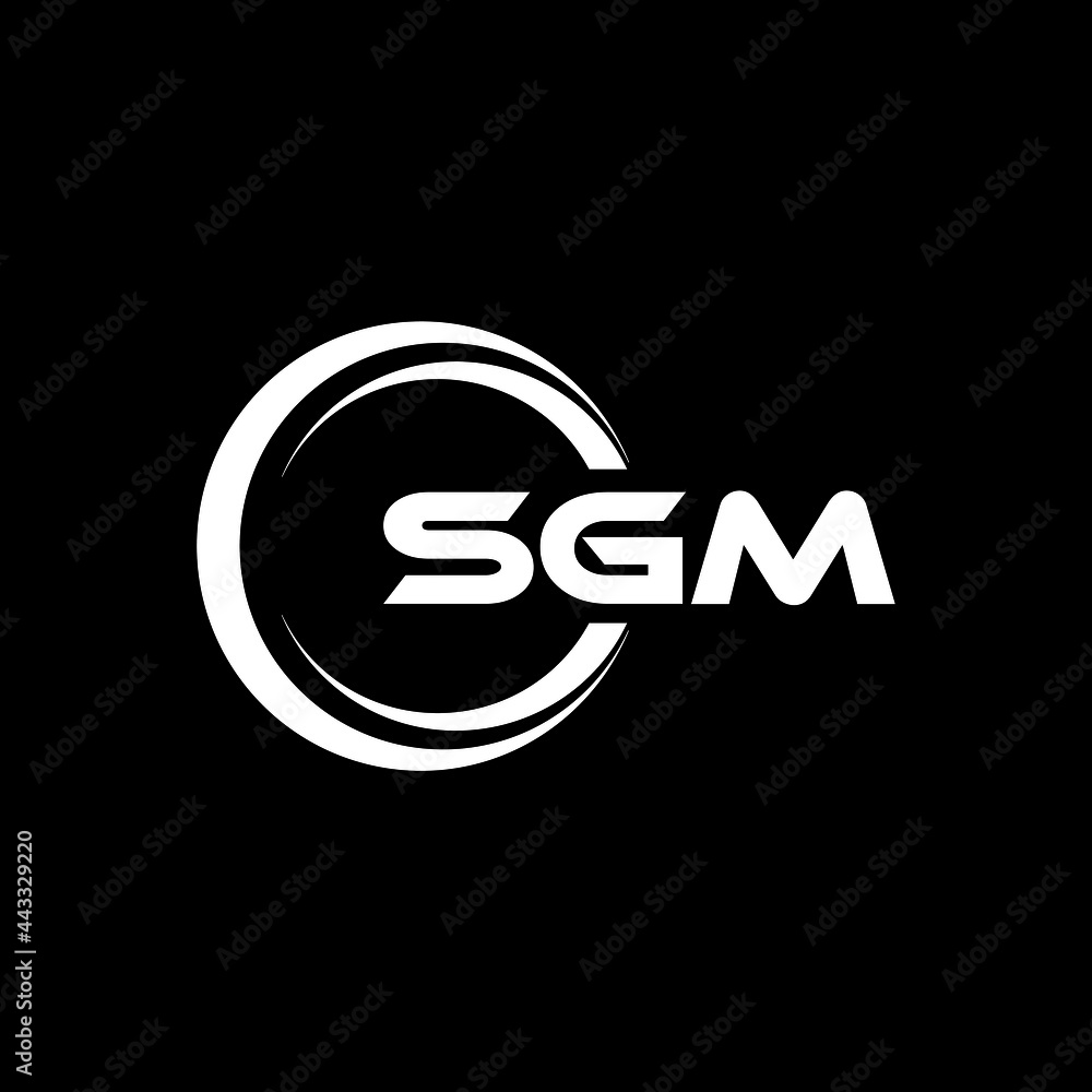 Vecteur Stock SGM letter logo design with black background in ...