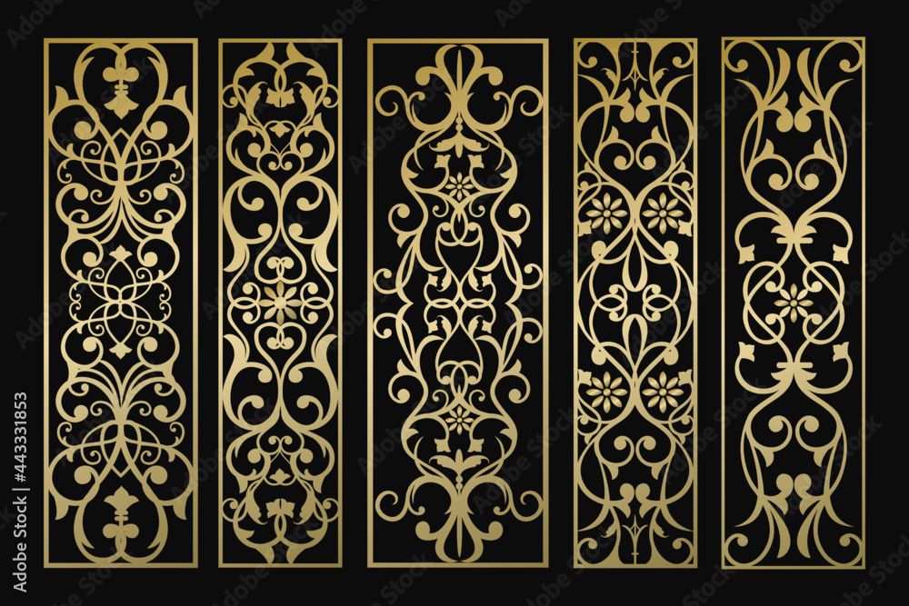 Vertical decorative Panel ornament designs Stock Vector | Adobe Stock