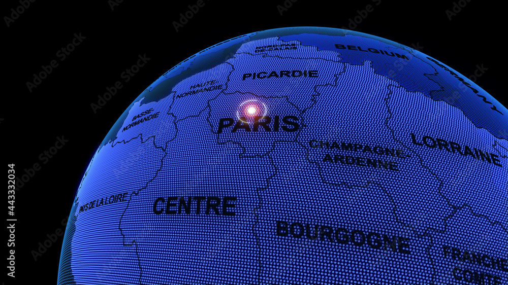 a world map of France and Provinces , 3d rendering, paris, Stock ...