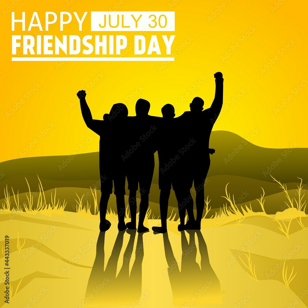 Banner layout, silhouette boys and international Friendship Day theme ...
