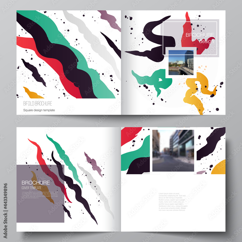 Vector layout of two covers templates for square design bifold brochure ...