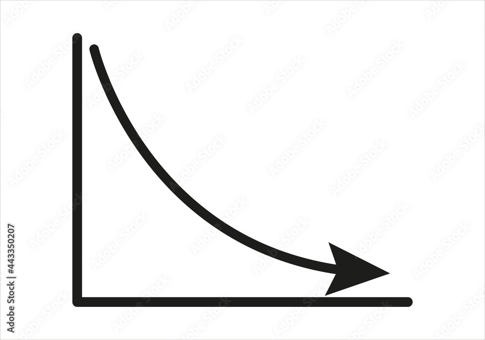 Gráfica estadística decreciendo en fondo blanco. Stock Vector | Adobe Stock