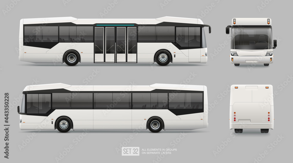 Futuristic passenger bus or autonomous self driving transport vector ...