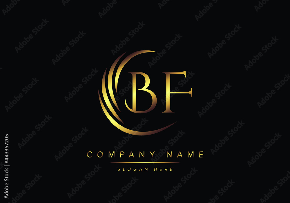 alphabet letters BF monogram logo, gold color elegant classical Stock ...