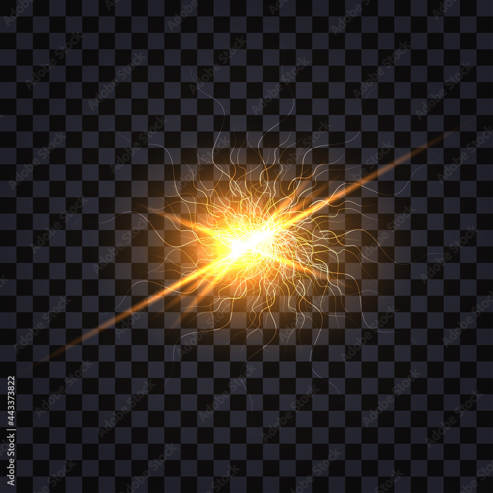 Electric light flash effect. Electrical discharge shock burst with ...
