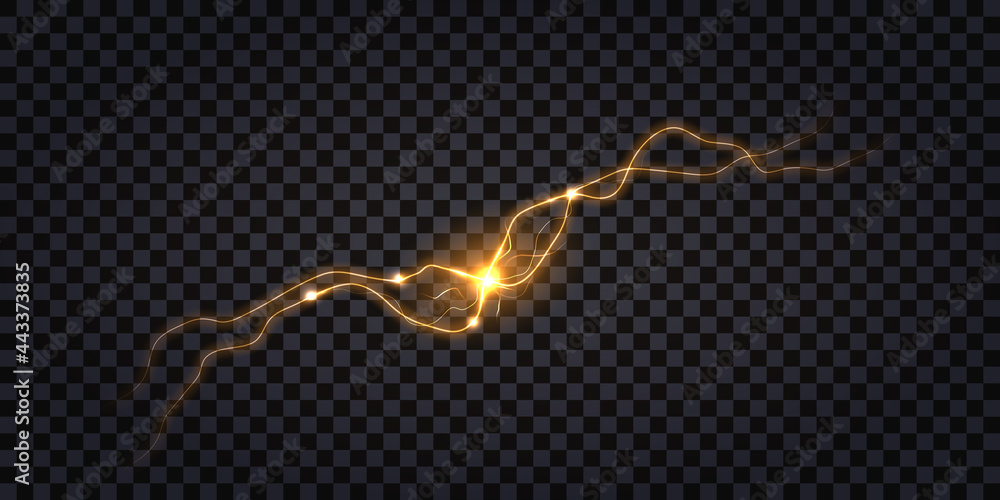 Electric discharge effect. Lightning thunder bolt, electrical shock ...