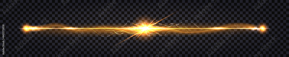 Electric discharge shock effect. Yellow light flash, electrical ...