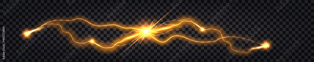 Electric discharge shock effect. Lightning collision, two vs impulse ...