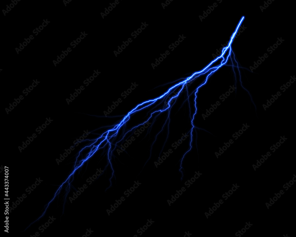 realistic lightning isolated on black background. Natural light effect ...