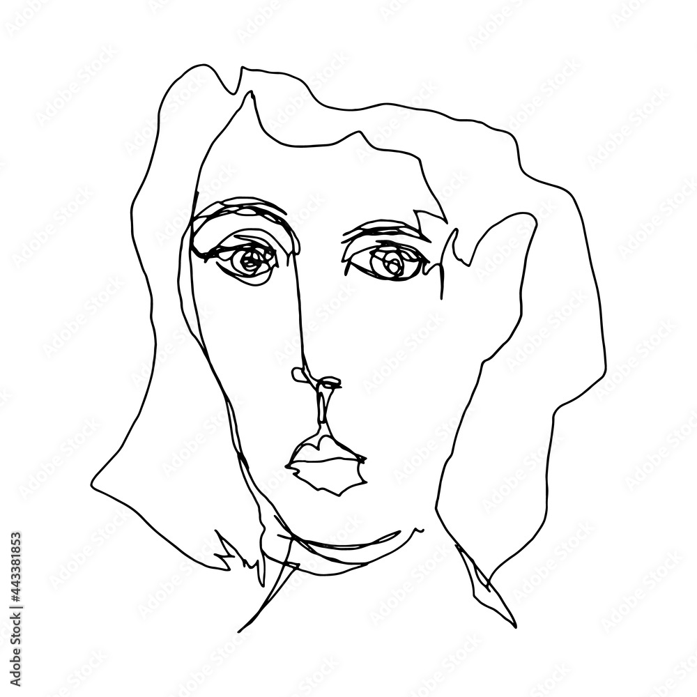 Human portrait line drawing. Sketch of an unattractive, plain looking ...