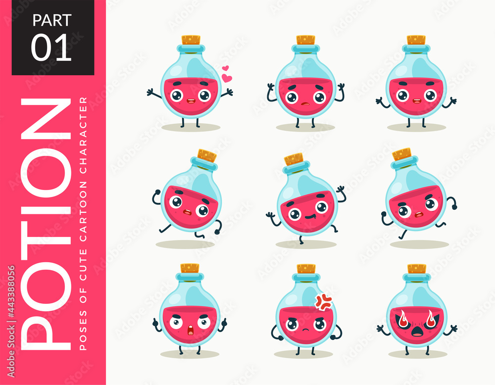 Mascot images of the Pink Potion. First set. Vector Illustration Stock ...