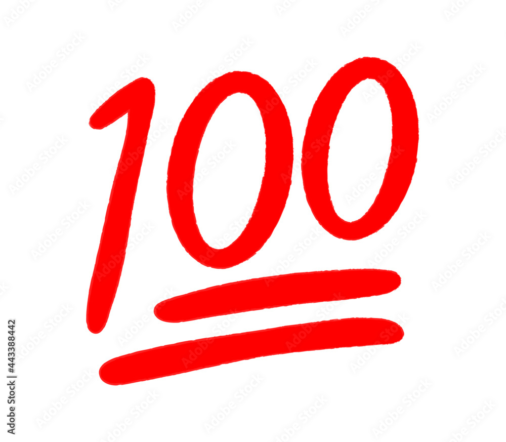 Clipart emoticon illustration. Hundred percents icon sign. Red sticker ...