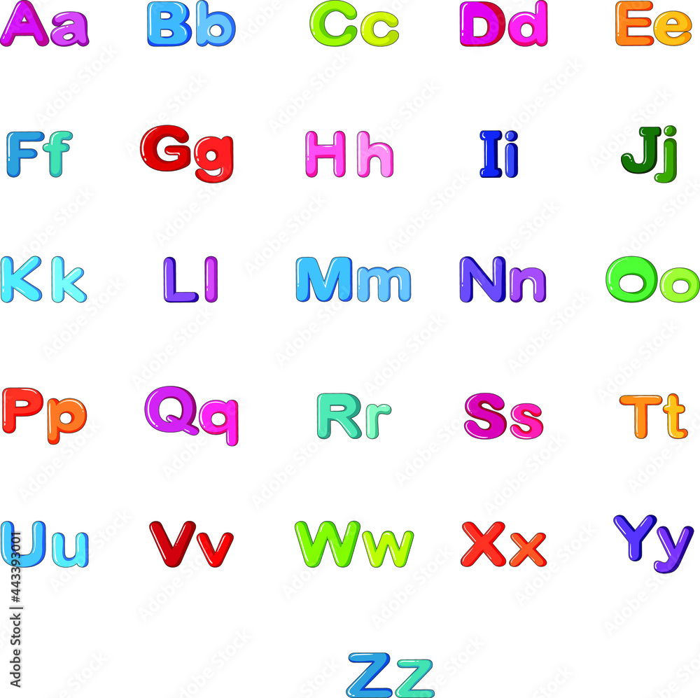 English Alphabets upper and lowercase colorful education collection set ...