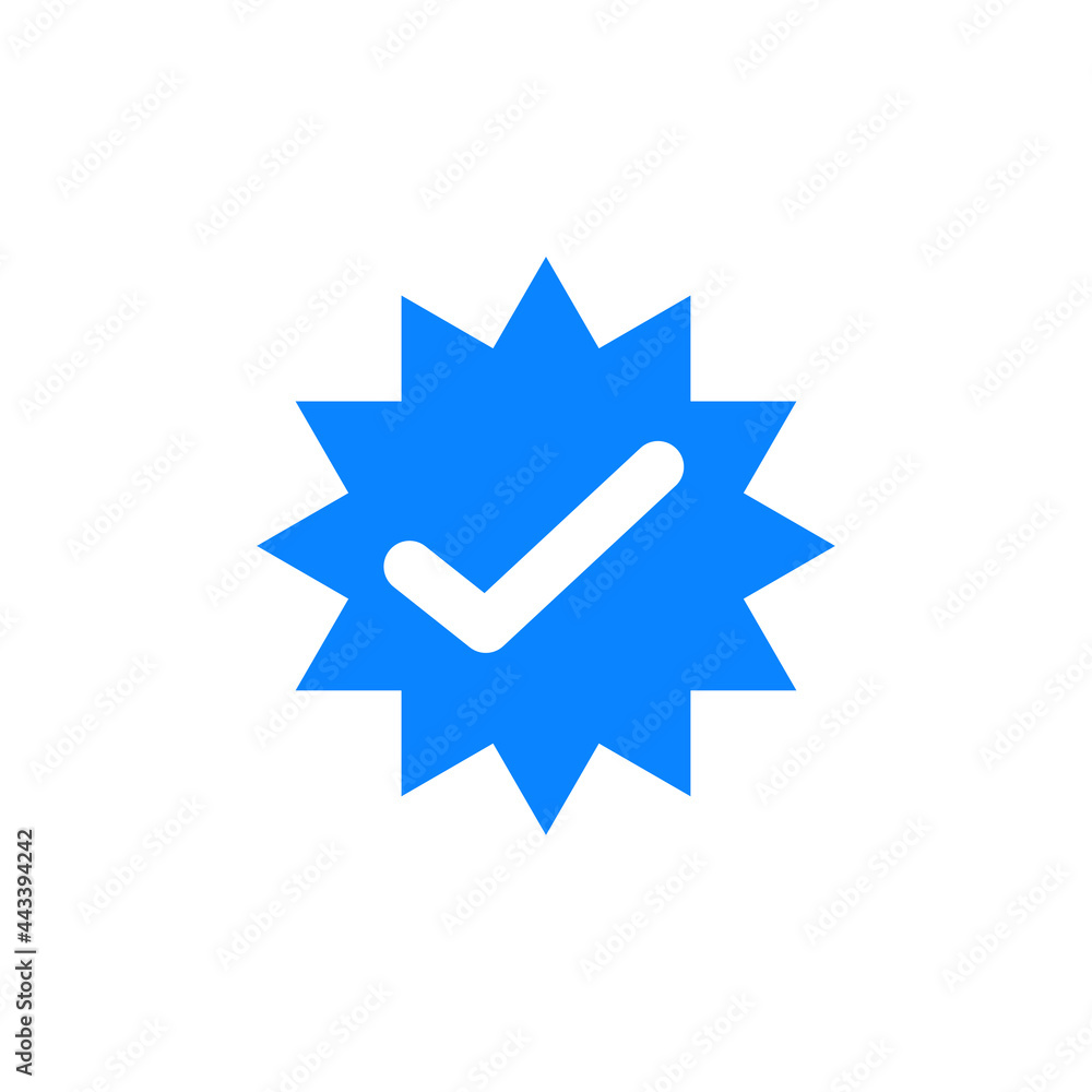 Blue check mark icon design, profile verified badge Stock Illustration ...