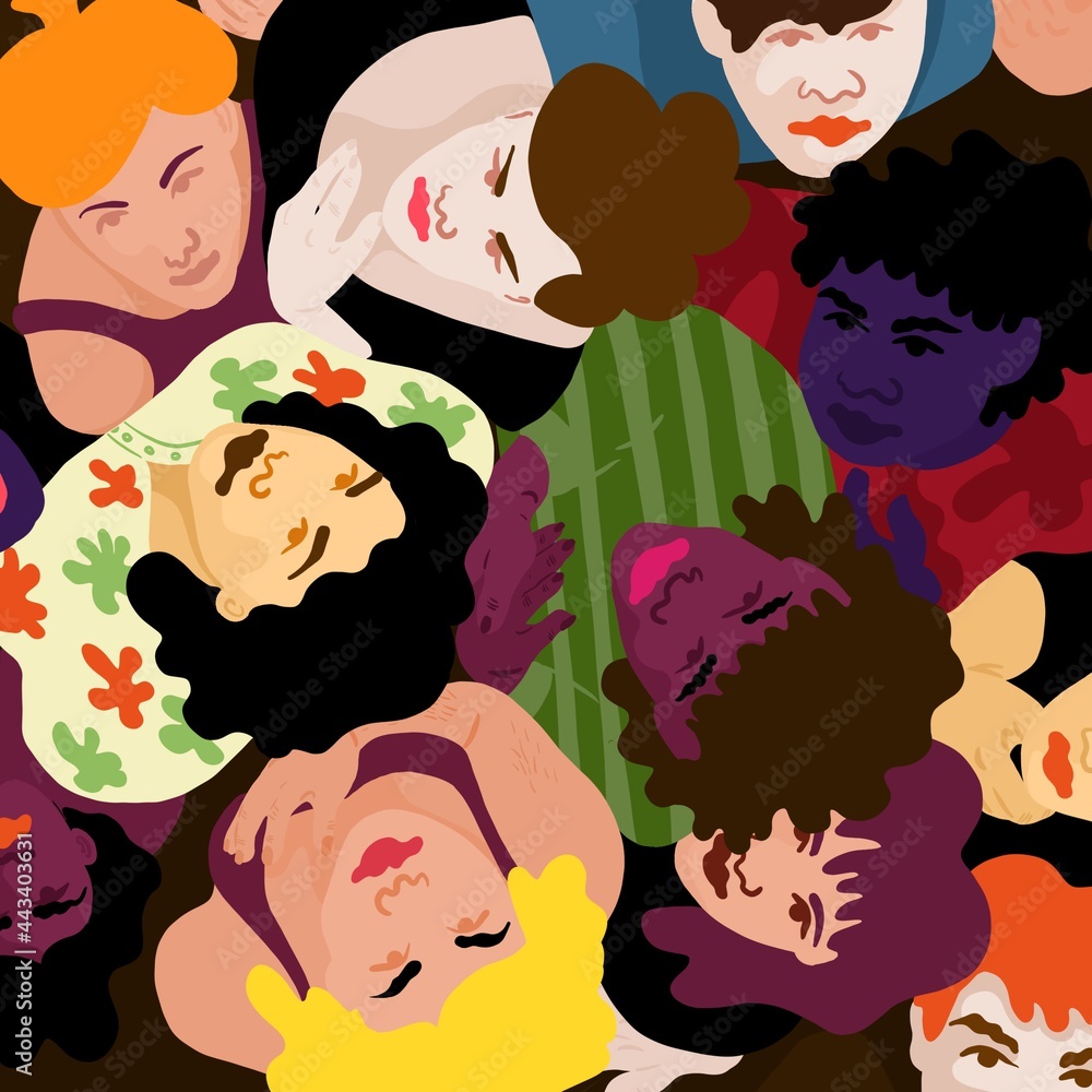 Group of people looking up. View from above. Stock Illustration | Adobe ...