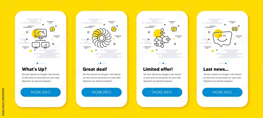 Vector set of Fan engine, Block diagram and Work home line icons set ...