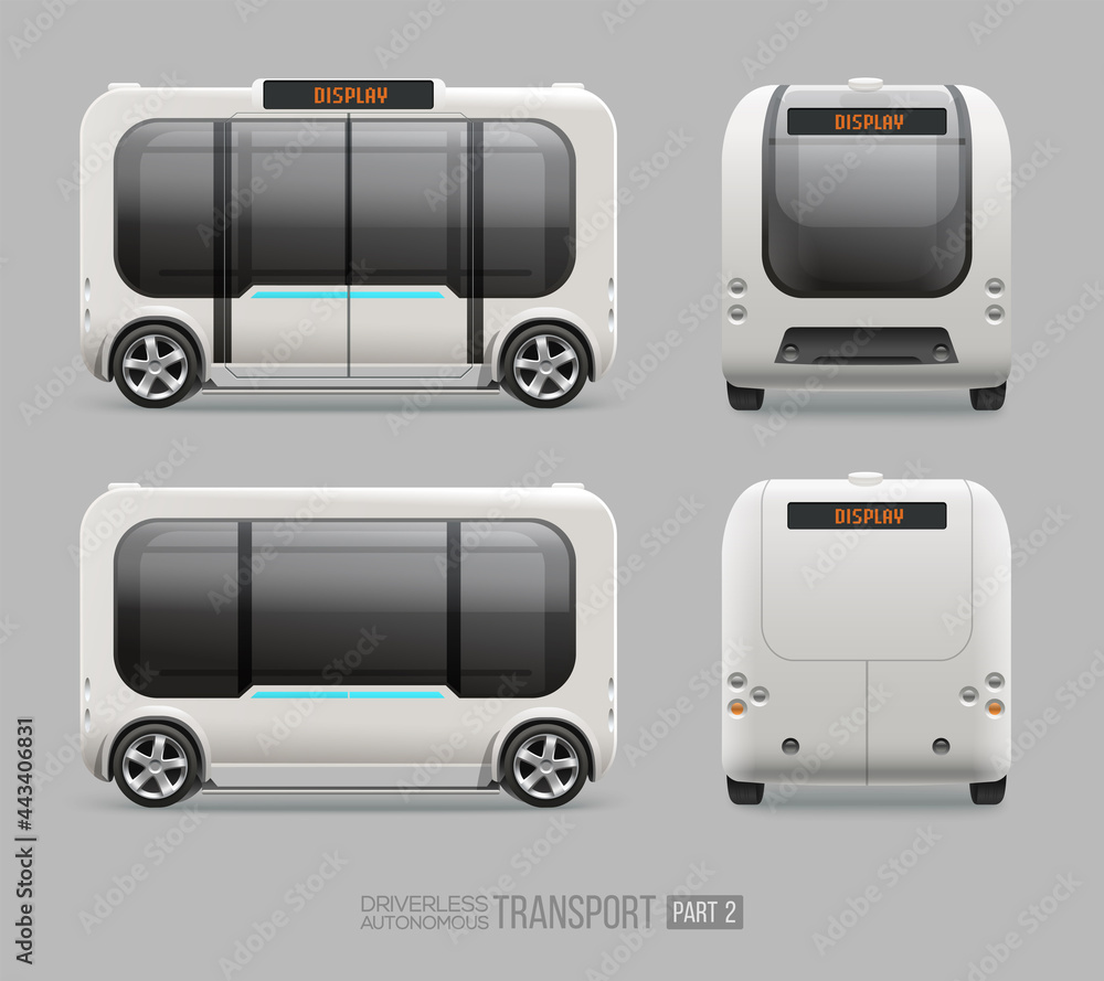 Concept of futuristic Self driving mini bus Driverless Autonomous van ...