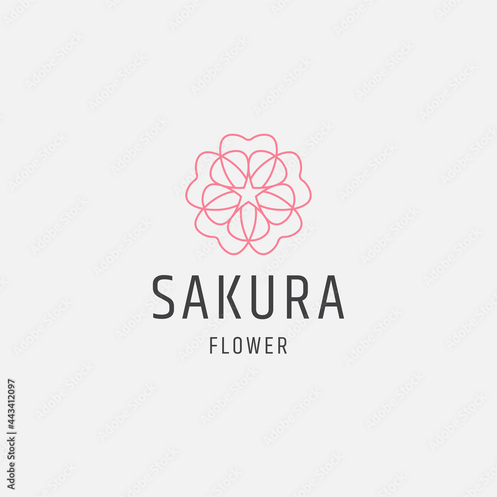 Sakura flower logo icon flat design template vector illustration Stock ...
