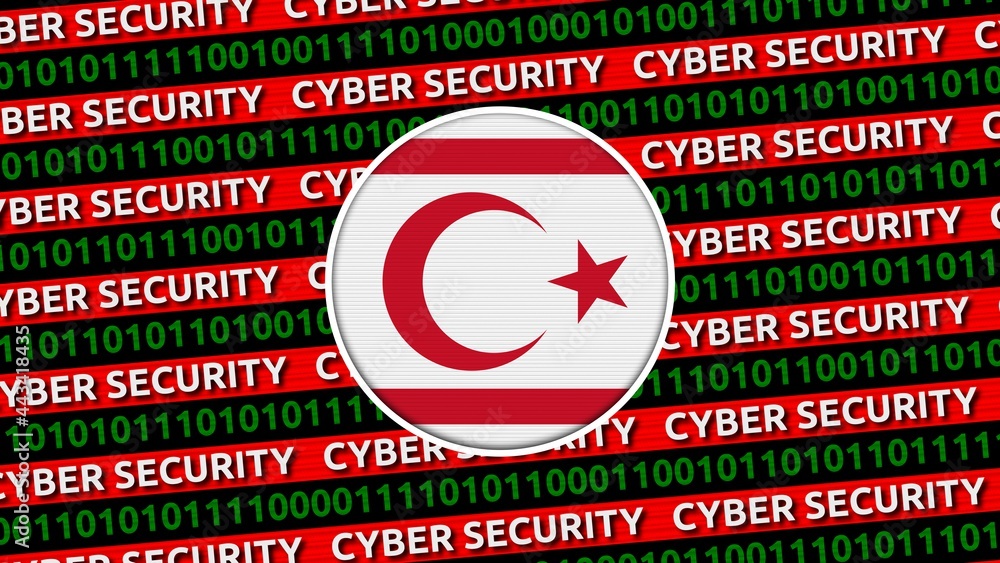 Cyber Security Title with Turkish Republic of Northern Cyprus flag - 3D ...