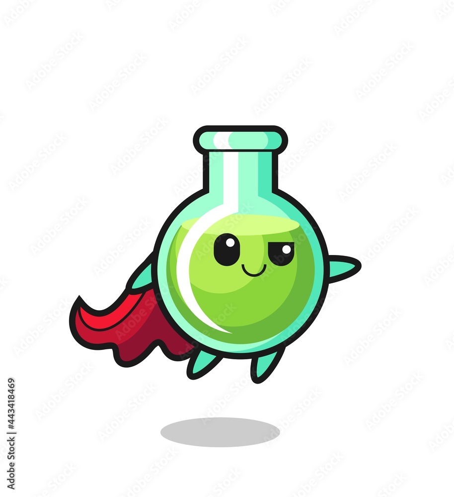 cute lab beakers superhero character is flying Stock Vector | Adobe Stock
