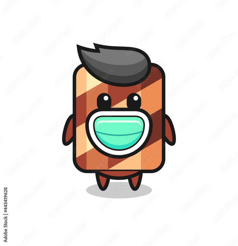 cute wafer roll cartoon wearing a mask Stock Vector | Adobe Stock