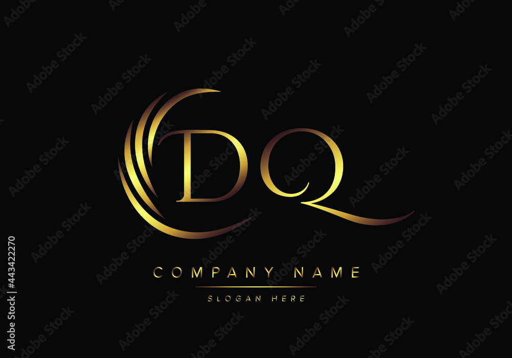 alphabet letters DQ monogram logo, gold color elegant classical Stock ...
