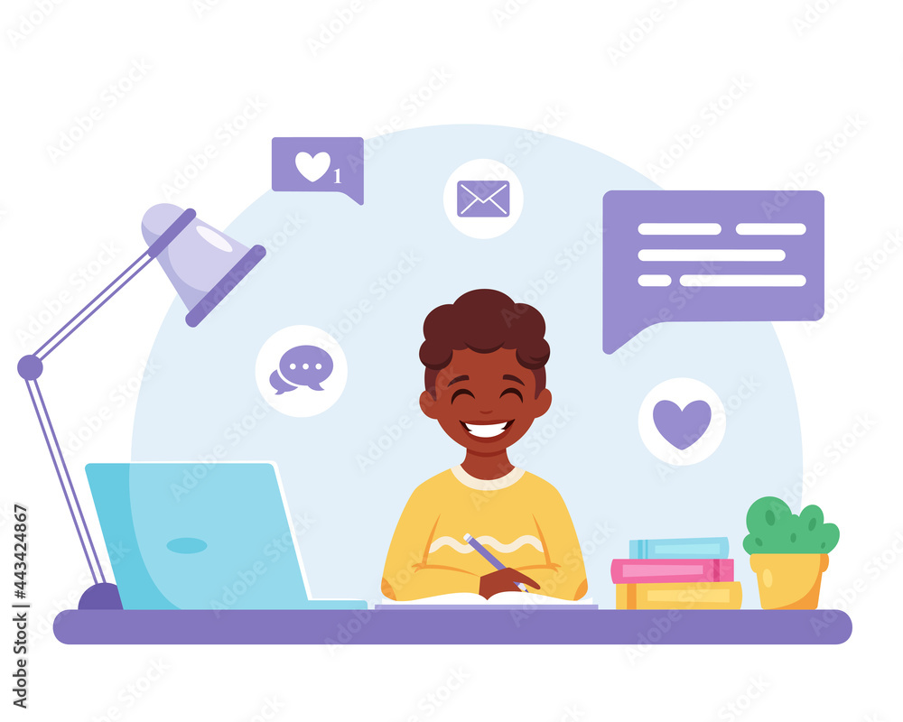 Boy Study Clipart Black