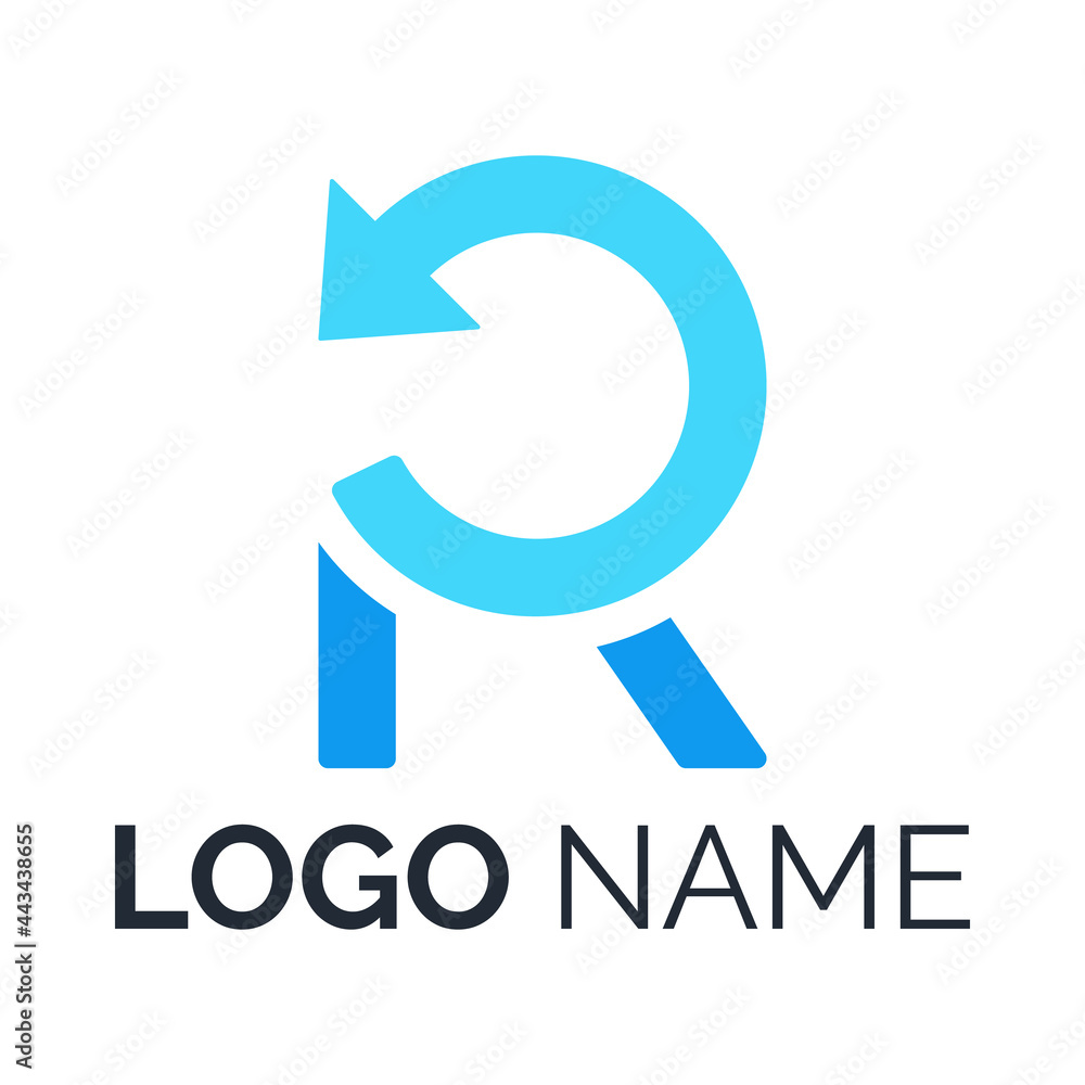 R letter arrow return logo design template. Return logo design Stock ...