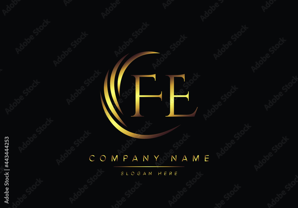 alphabet letters FE monogram logo, gold color elegant classical Stock ...