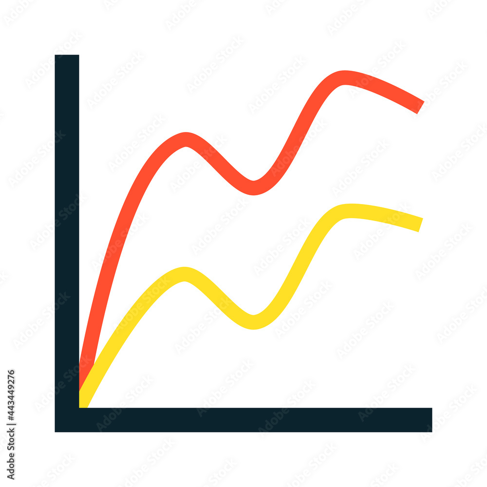Spline chart icon. Clipart image isolated on white background Stock ...