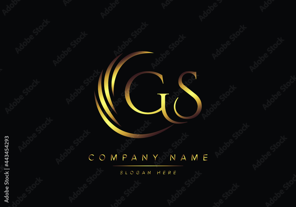 alphabet letters GS monogram logo, gold color elegant classical Stock ...