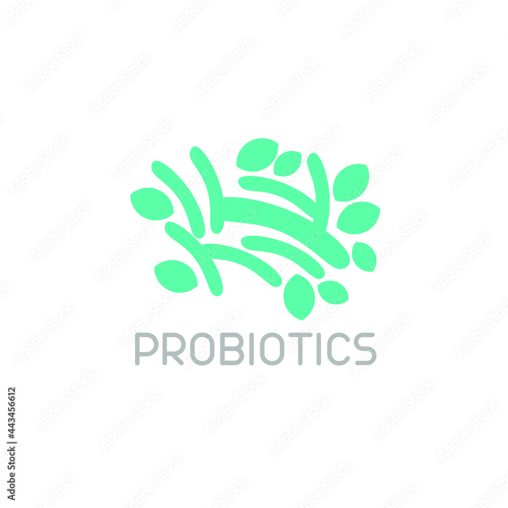 Probiotics logo. Bacteria logo. Concept of healthy nutrition ingredient ...