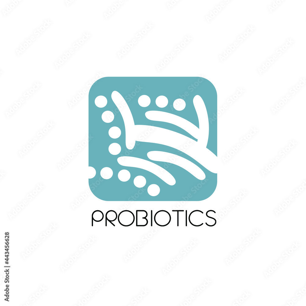 Probiotics logo. Bacteria logo. Concept of healthy nutrition ingredient ...