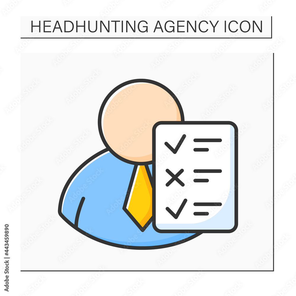 Candidates assessment color icon. Screening candidates against ...