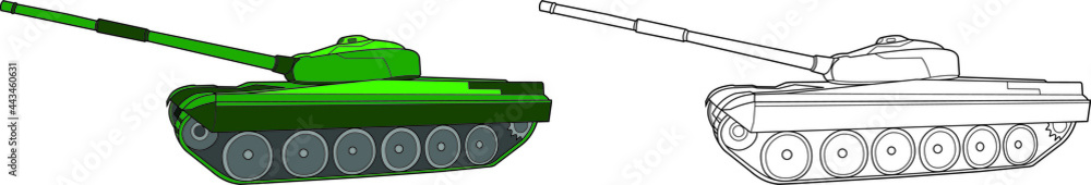 Army Tank vector drawing line art with color Stock Vector | Adobe Stock