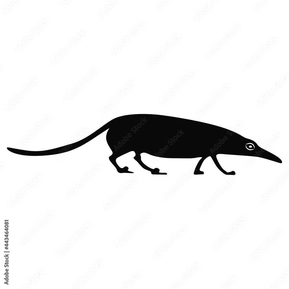 Silhouette of a stylized shrew. Ancient Egyptian animal motif. Isolated ...