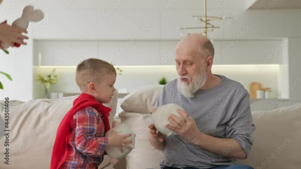 Happy carefree retirement of elderly person with family. Happy elderly ...