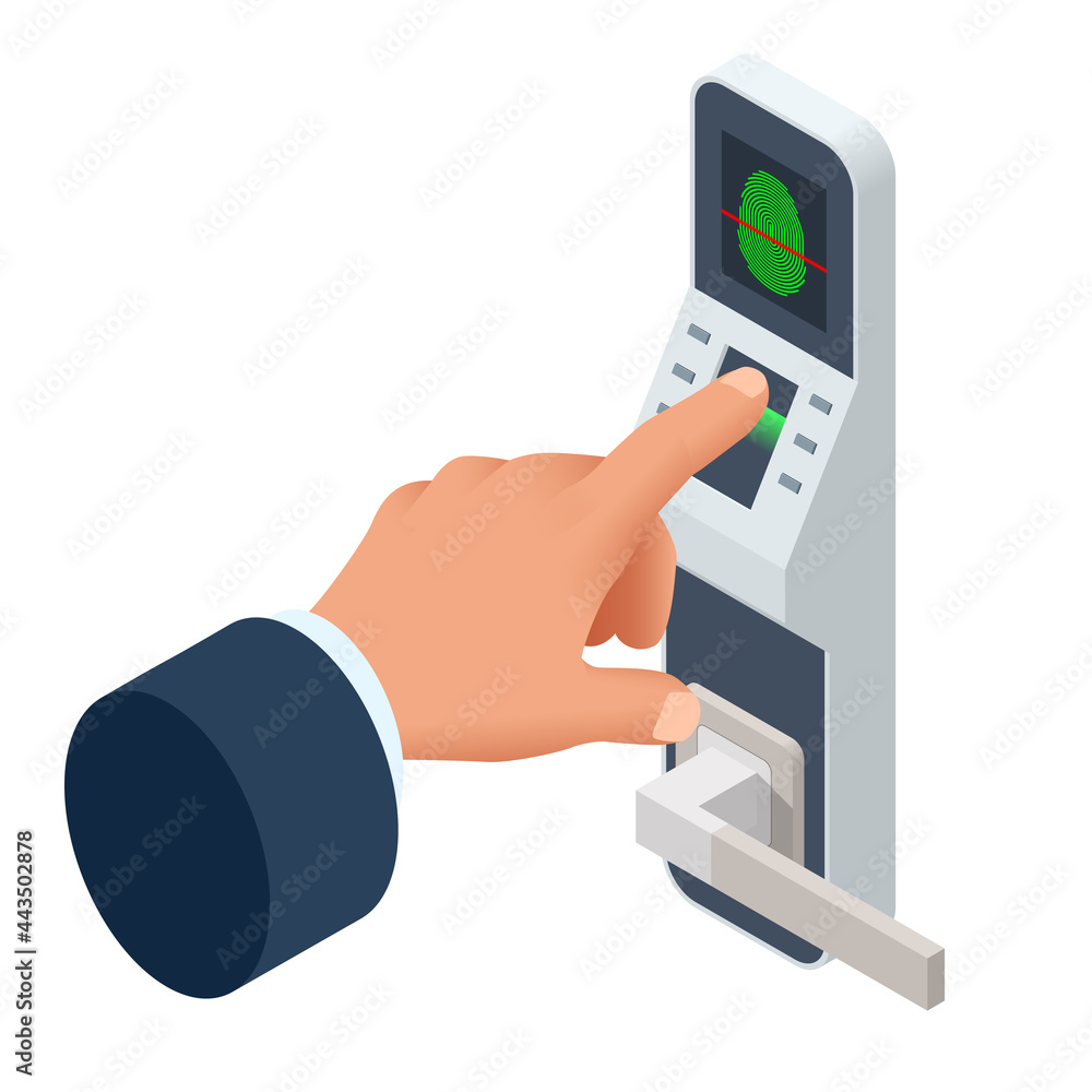 Isometric Finger print scan for enter security system, Biometric access ...