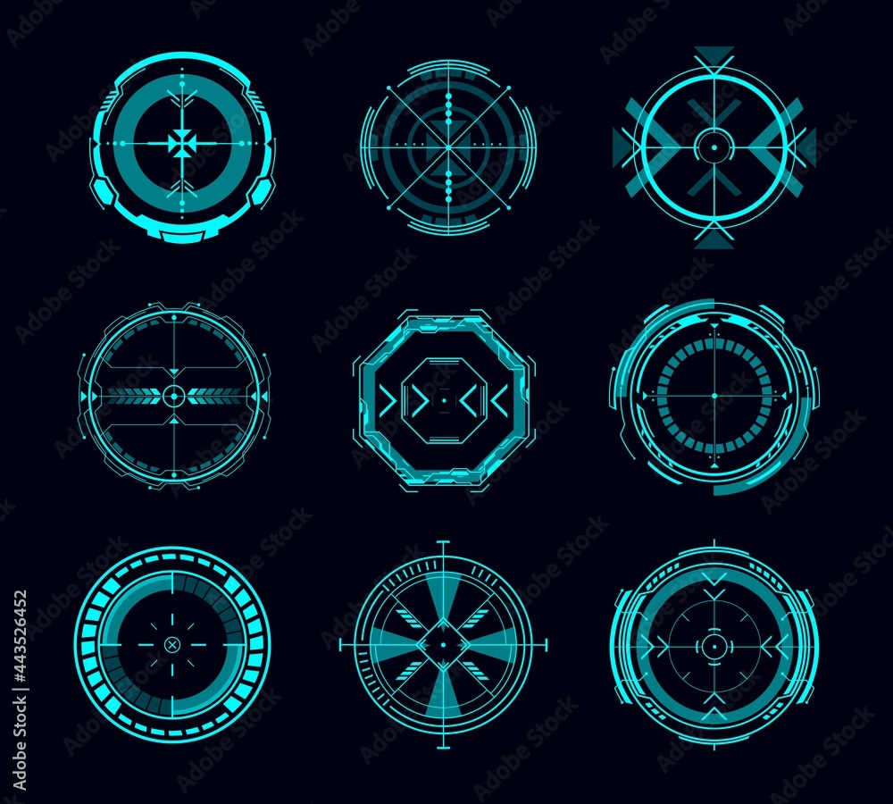 HUD aim control, futuristic target or navigation interface vector ...