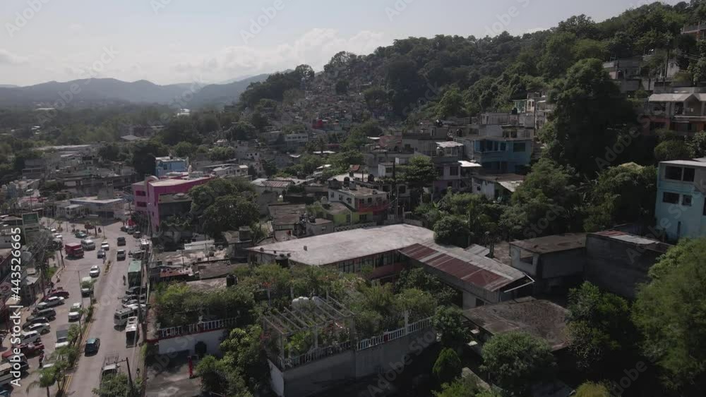 Aerial View of Tamazunchale, Central Mexico. Street Traffic and ...