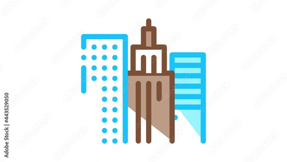 High-Rise Buildings View Icon Animation. color High-Rise Buildings View ...