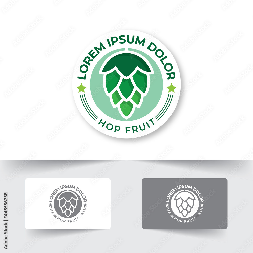 Hop cone logo design template, Beer Pub emblem. handrawn vintage ...