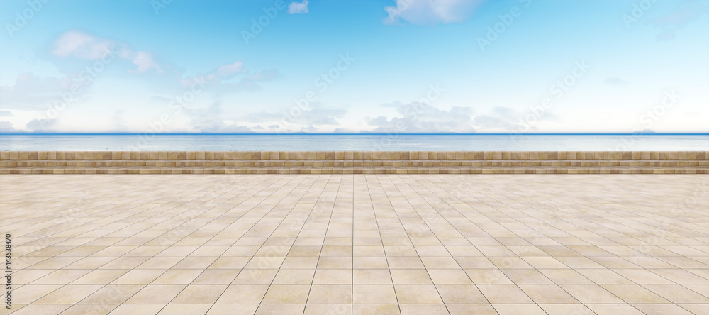 Colorful abstract background: empty stone floor top and skyline. (Car ...