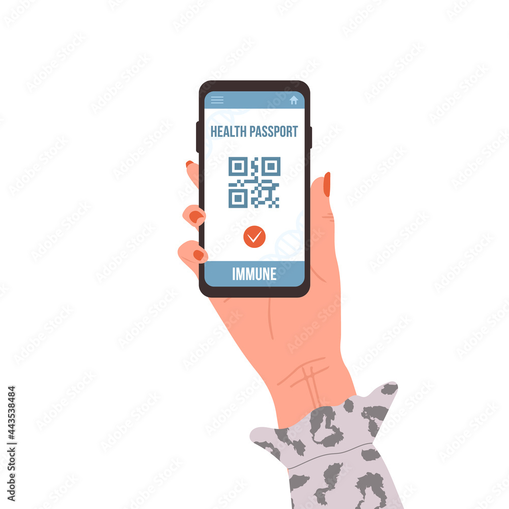 QR code with immune electronic result. Check of safety from covid-19 ...