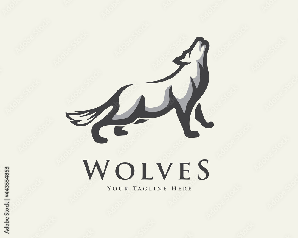 stand wolf howling drawing art logo design illustration inspiration ...