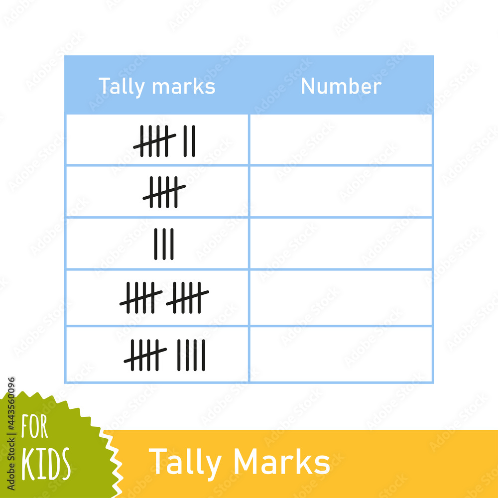 Math task with tally marks. Counting game for preschool and school ...
