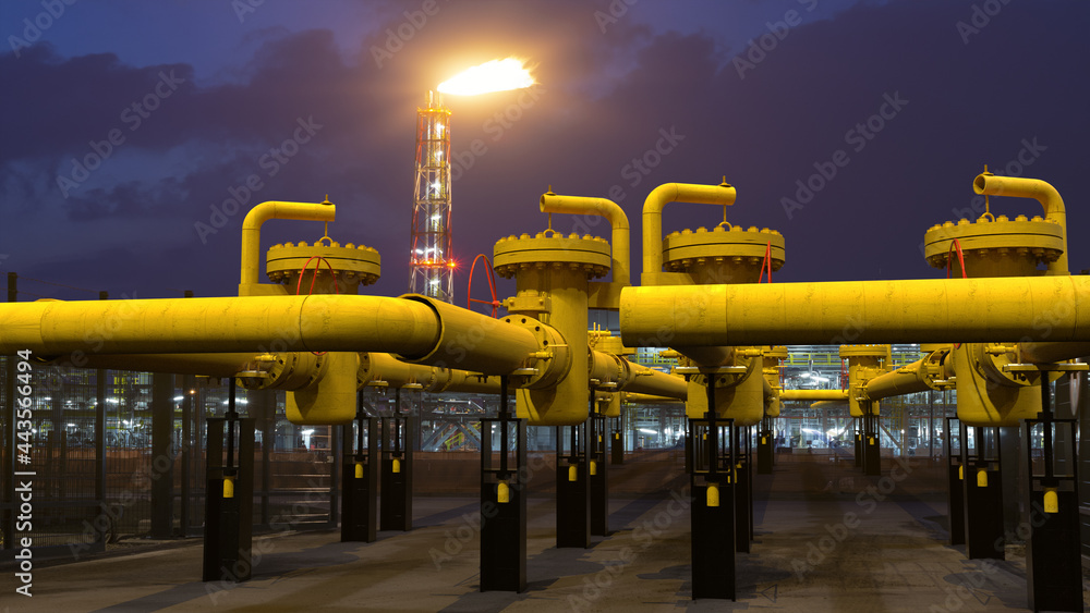 Pipelines, pump stations and valves Stock Photo | Adobe Stock