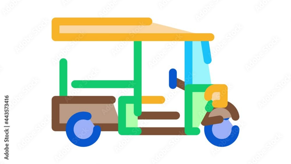 Tuk Tuk Thailand Transport Icon Animation. color Tuk Tuk Taxi, National ...