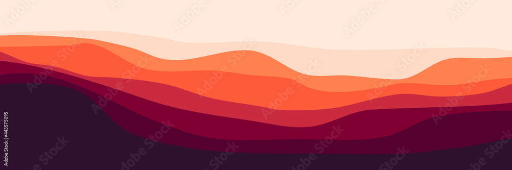 minimalist wave pattern landscape vector design template for background ...